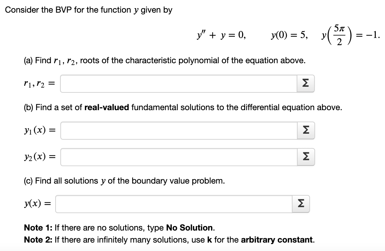 Solved Consider the BVP for the function y given by | Chegg.com