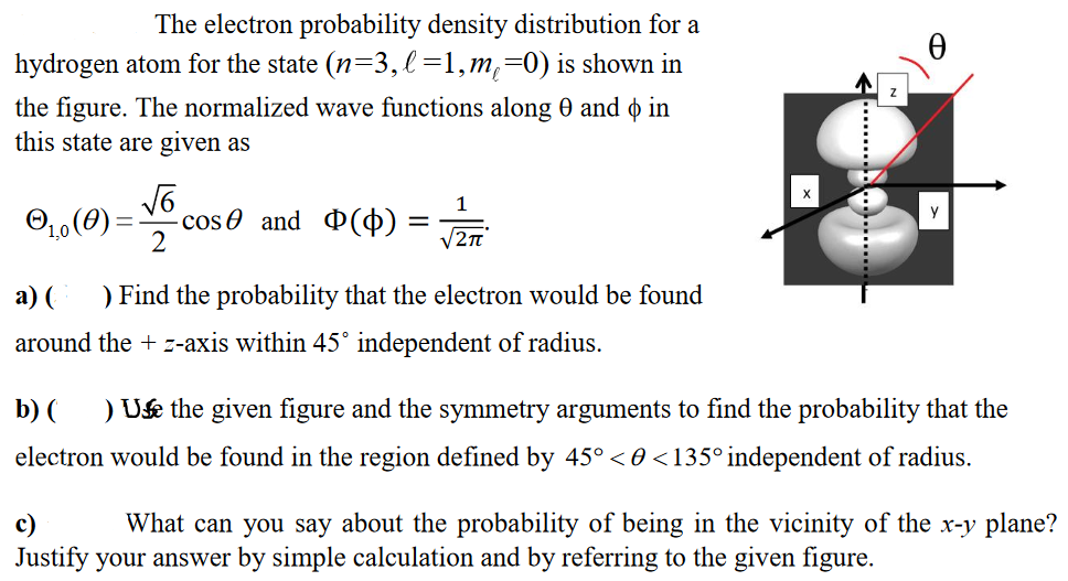 The electron probability density distribution for a | Chegg.com