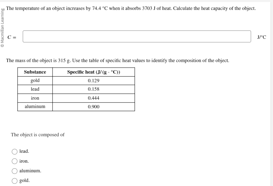 Solved The temperature of an object increases by 74.4∘C when | Chegg.com