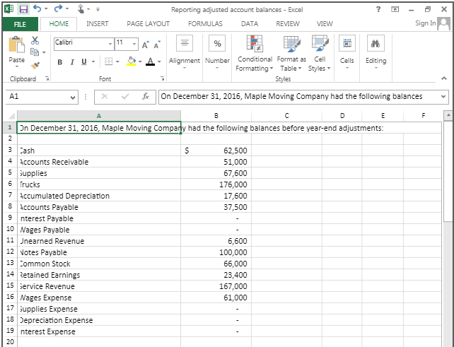 Solved ? X US $ FILE HOME Reporting adjusted account | Chegg.com