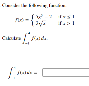 Solved Consider the following function. f(x)={5x3−23x if x≤1 | Chegg.com
