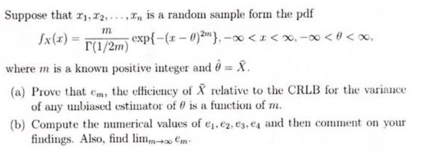 Solved Suppose that x1,x2,…,xn is a random sample form the | Chegg.com