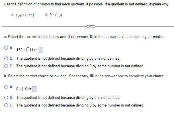 Solved Use the definition of division to find each quotient, | Chegg.com