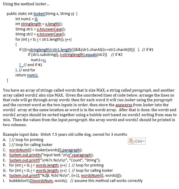 Solved Using the method looker... public static int | Chegg.com