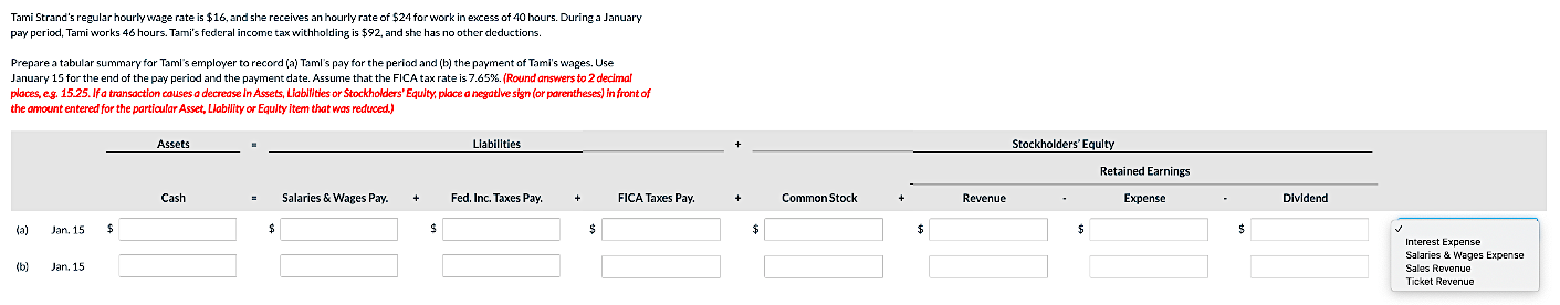 Solved Tami Strand's regular hourly wage rate is $16, ﻿and | Chegg.com