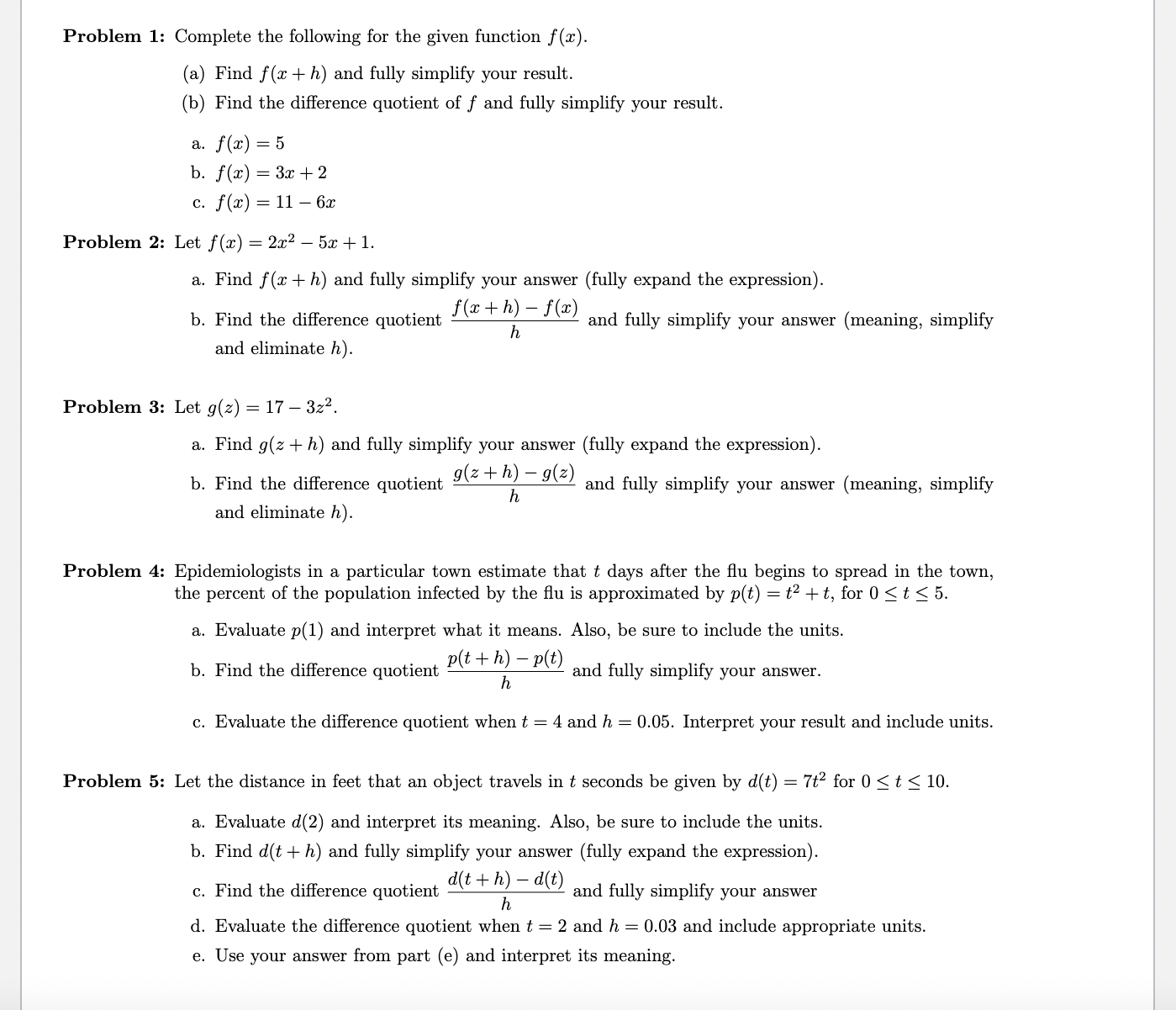 Solved Problem 1: Complete the following for the given | Chegg.com