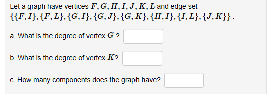 Solved Let a graph have vertices F,G,H,I,J,K,L and edge set | Chegg.com