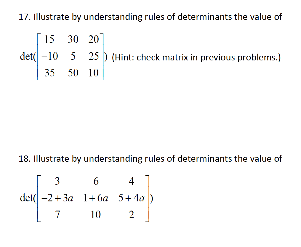 Solved 17 Illustrate By Understanding Rules Of Determinants