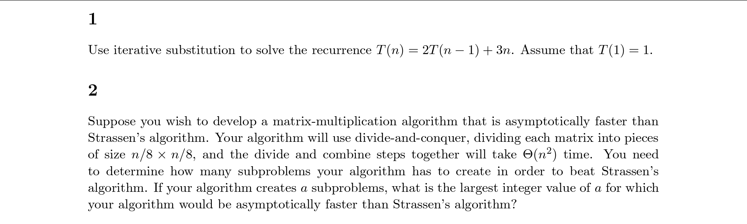 Solved please answer! Use iterative substitution to solve | Chegg.com