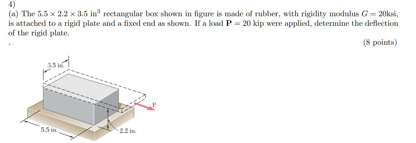 Solved 4) (a) The 5.5 x 2.2 x 3.5 in rectangular box shown | Chegg.com