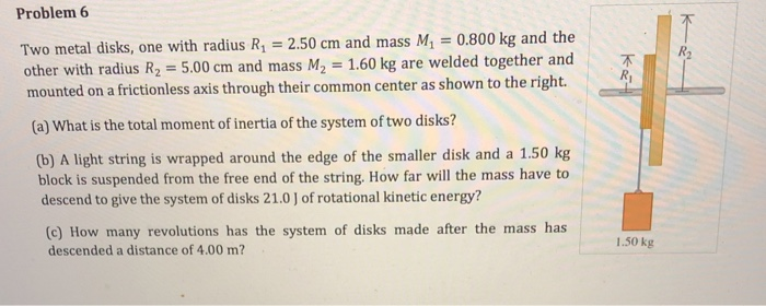 Solved Problem 6 Two metal disks, one with radius R1 2.50 cm | Chegg.com