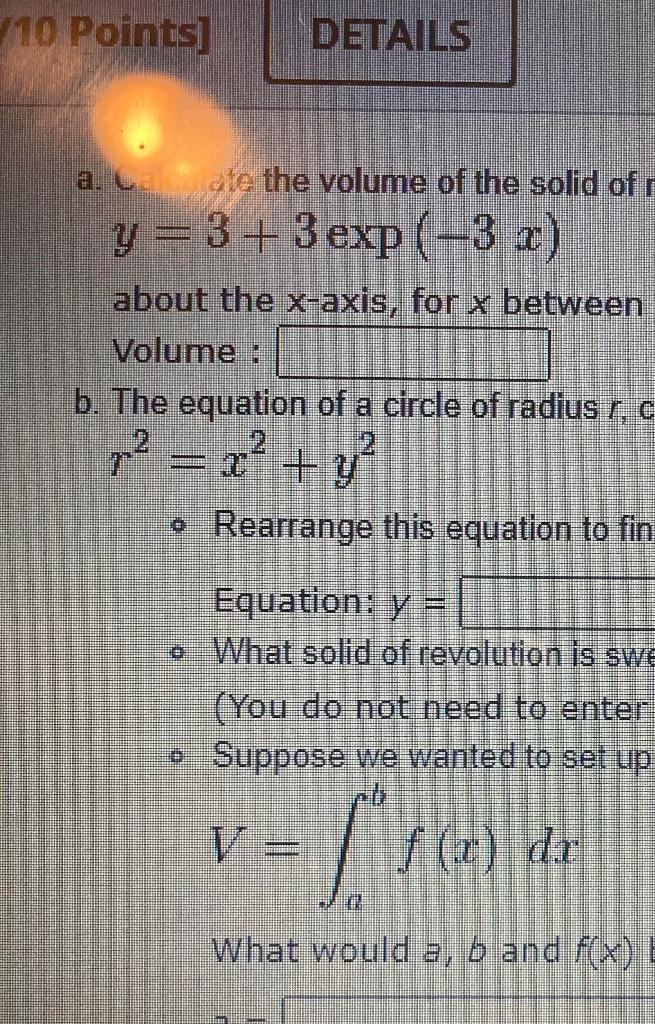 Solved Calculate the volume of the solid of revolution | Chegg.com