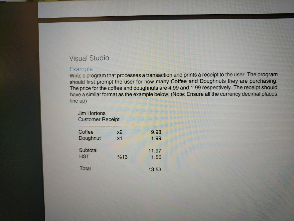 Solved Visual Studio Example Write a program that processes | Chegg.com