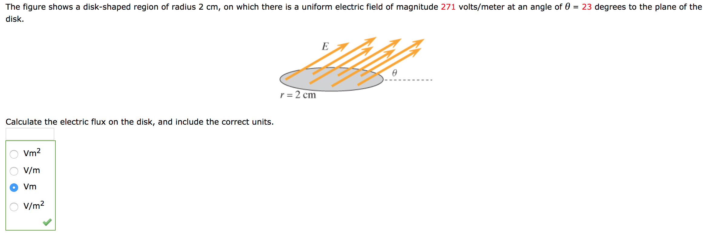 Solved The figure shows a disk-shaped region of radius 2 cm, | Chegg.com