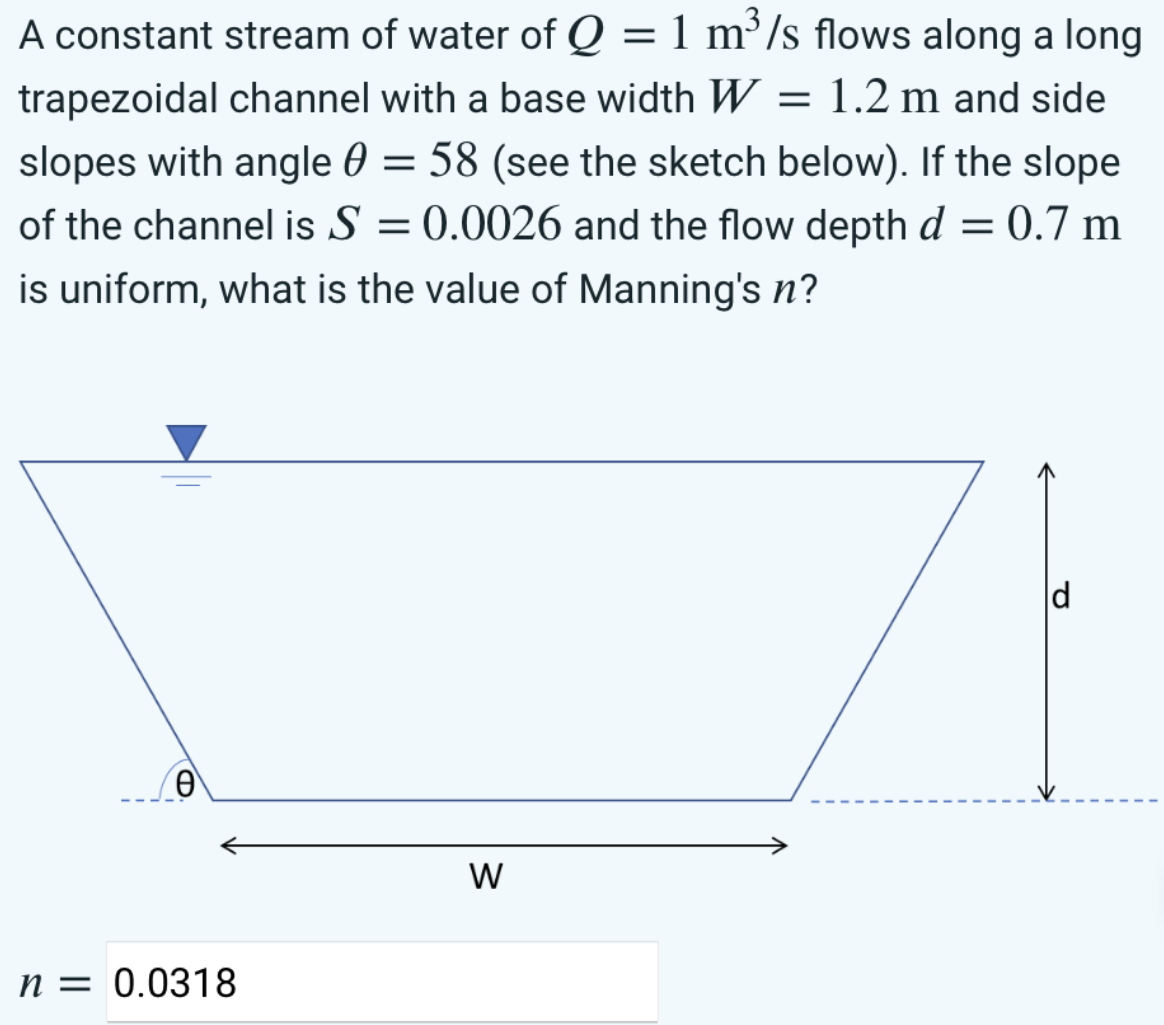 Solved A constant stream of water of Q=1 m3/s flows along a | Chegg.com