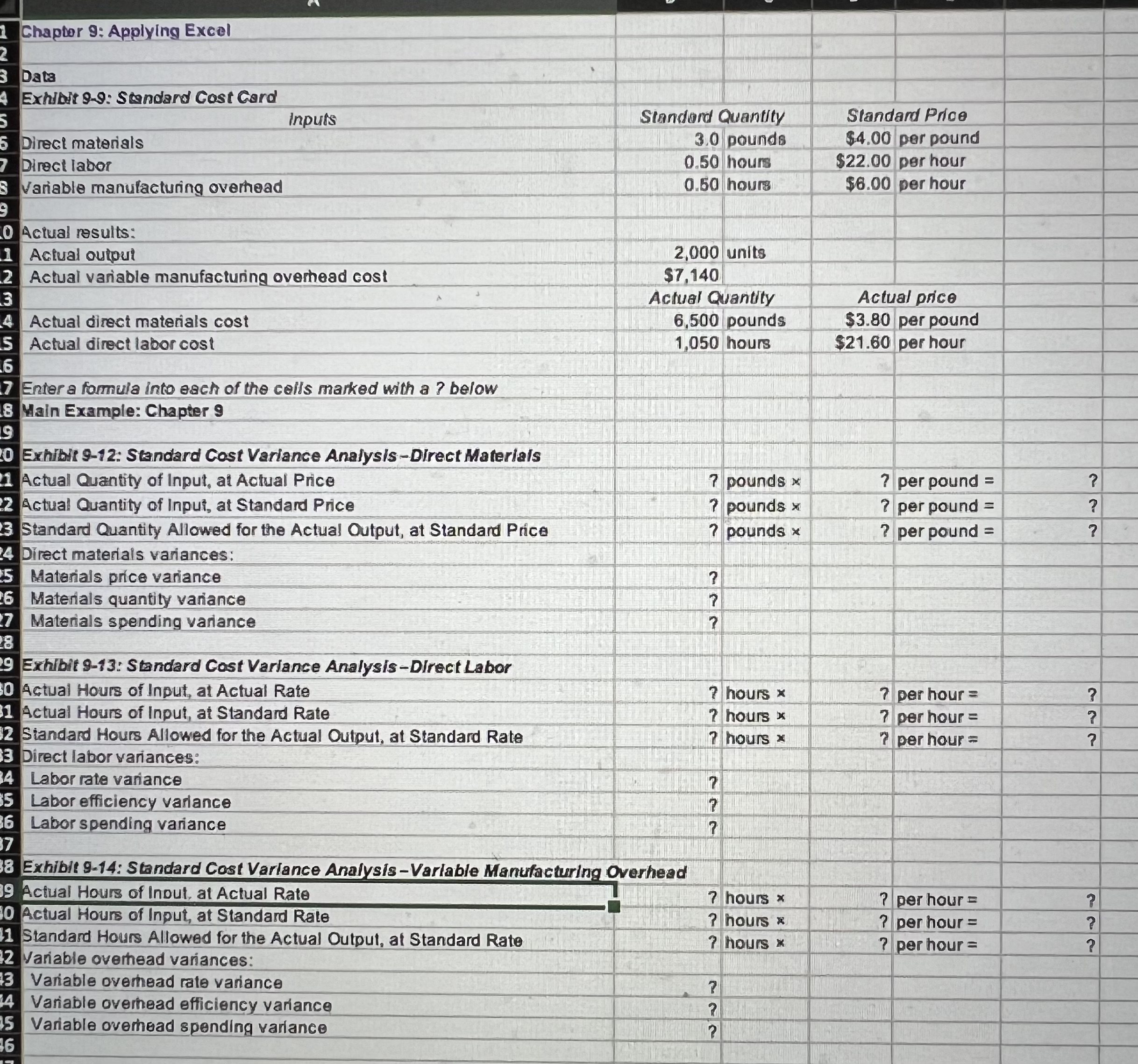 Solved Chaptor 9: Applying Excel Data Exhit 9-9: Standand | Chegg.com