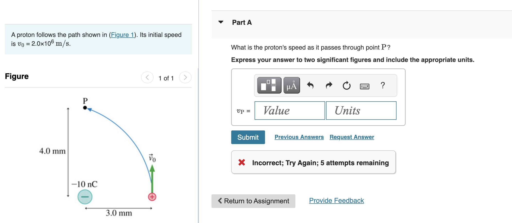 Solved A proton follows the path shown in Its initial speed | Chegg.com