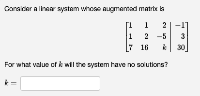 Solved Consider a linear system whose augmented matrix | Chegg.com