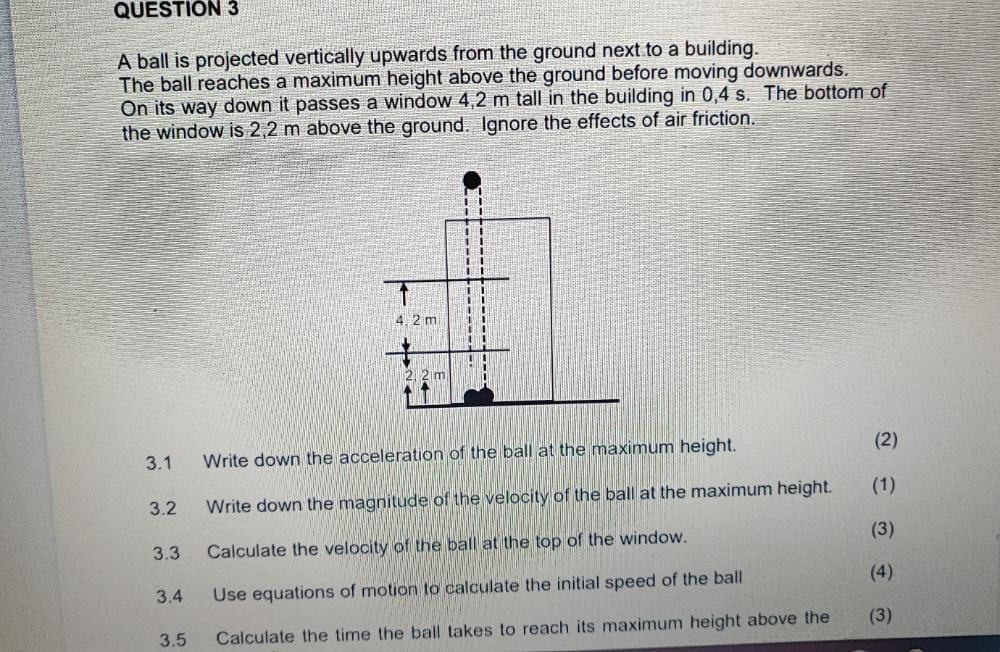 Solved QUESTION 3 A ball is projected vertically upwards | Chegg.com