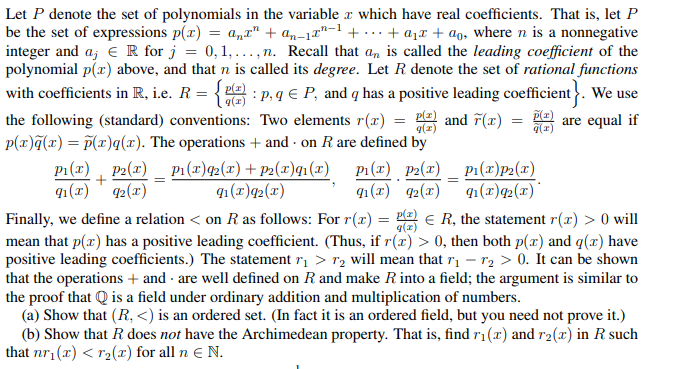 Solved Let P denote the set of polynomials in the variable x | Chegg.com