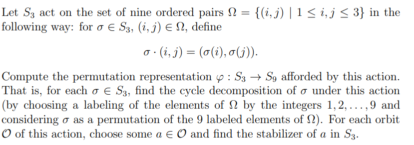 Solved Let S3 act on the set of nine ordered pairs | Chegg.com