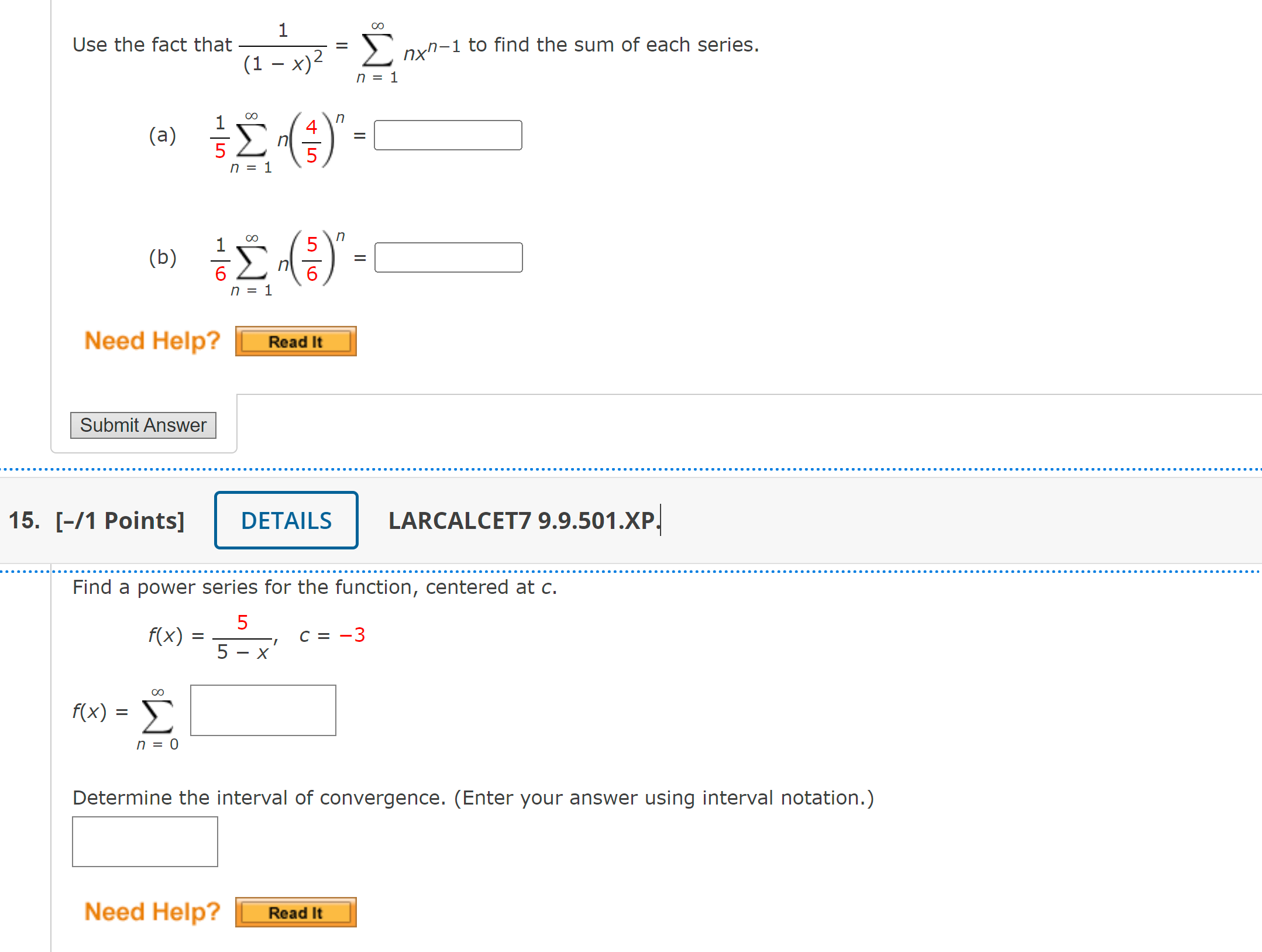 Solved Use the fact that (1−x)21=∑n=1∞nxn−1 to find the sum | Chegg.com