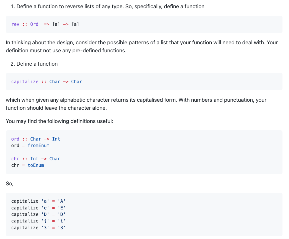 Solved 1. Define a function to reverse lists of any type. | Chegg.com
