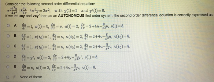 Solved Consider the following second order differential | Chegg.com