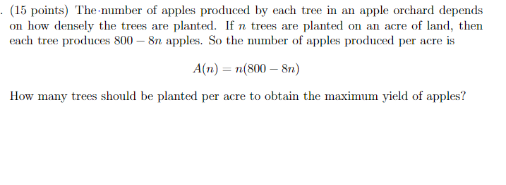 Solved (15 points) The number of apples produced by each | Chegg.com