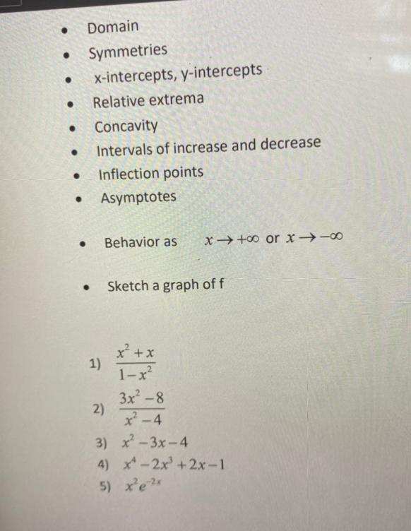 Solved - Domain - Symmetries - x-intercepts, y-intercepts - | Chegg.com