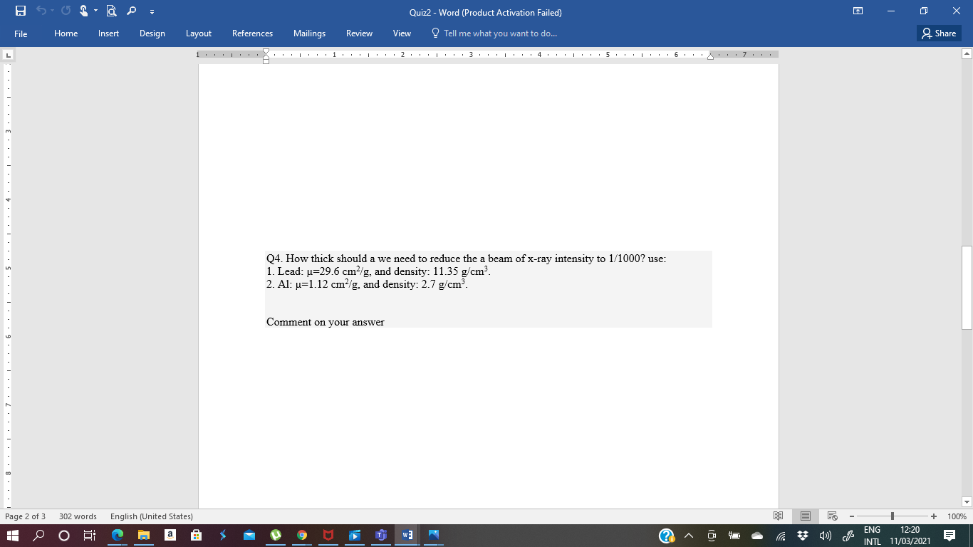 Solved B SUR QP5 Quiz2 - Word (Product Activation Failed) - | Chegg.com
