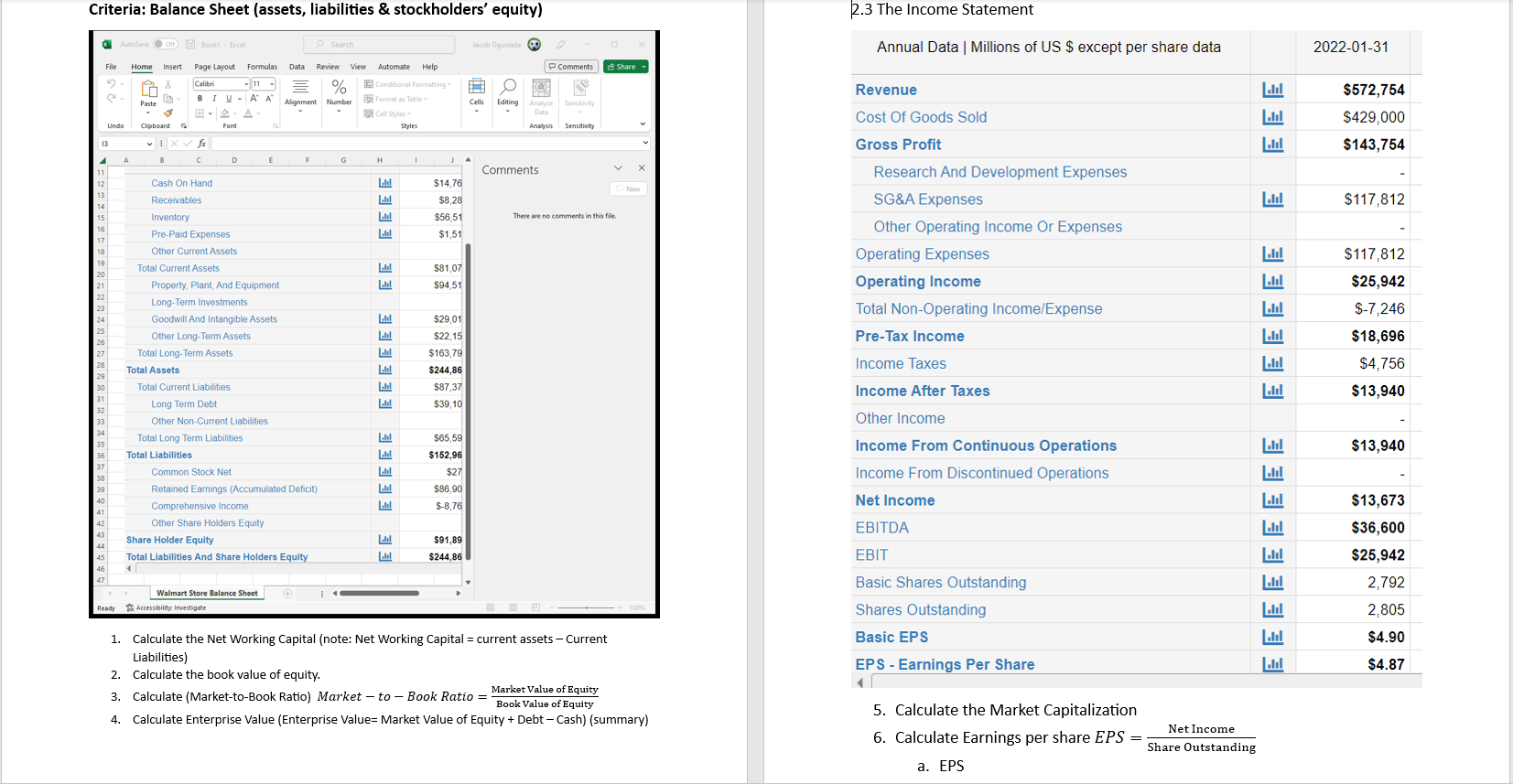 1. Calculate the Net Working Capital (note: Net | Chegg.com