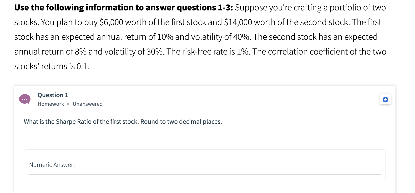 Solved What is the volatility of the two-stock portfolio? | Chegg.com