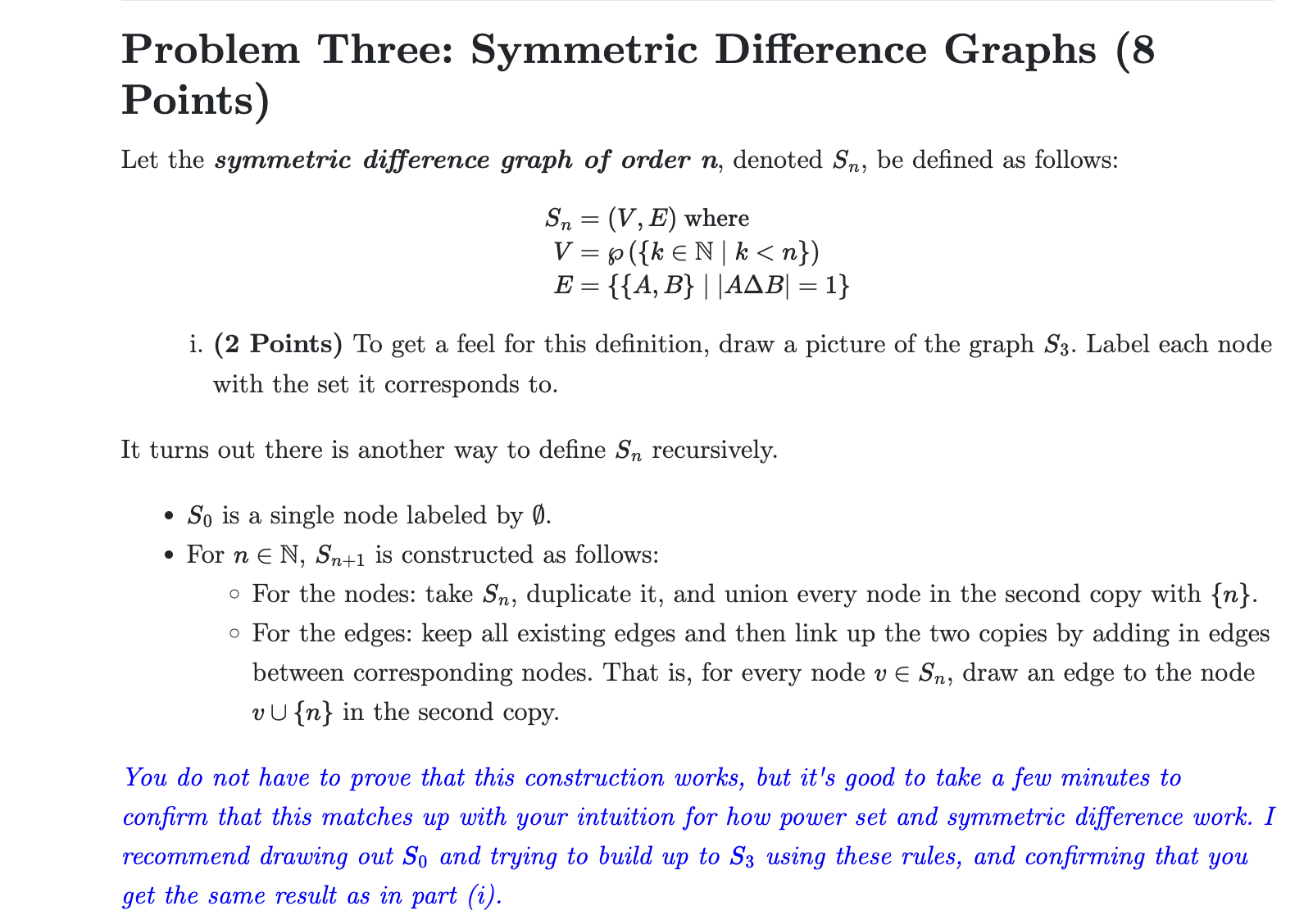 Solved Problem Three: Symmetric Difference Graphs (8 Points) | Chegg.com