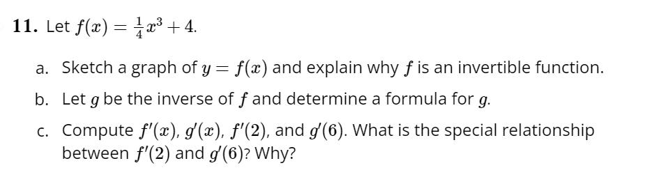 Solved 11. Let f(x)=41x3+4. a. Sketch a graph of y=f(x) and | Chegg.com