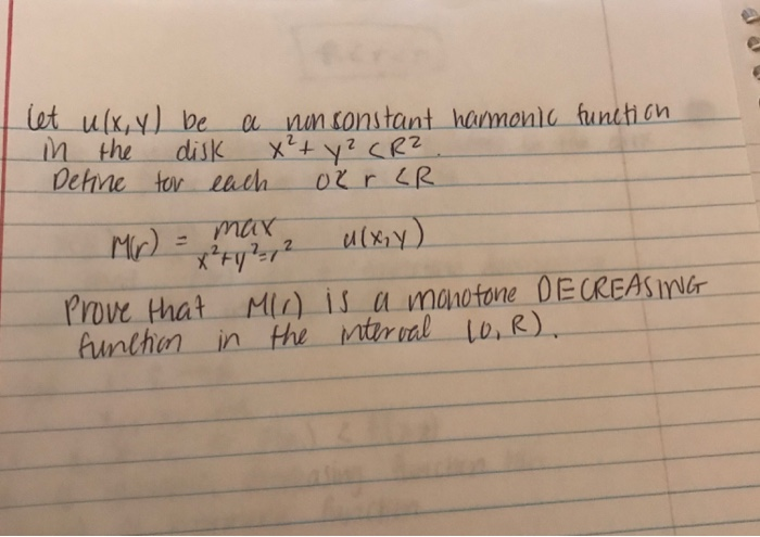 Solved Let u(x,y) be a nonconstant harmonic function in the | Chegg.com