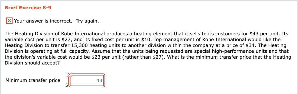Solved Brief Exercise 8-9 x Your answer is incorrect. Try | Chegg.com
