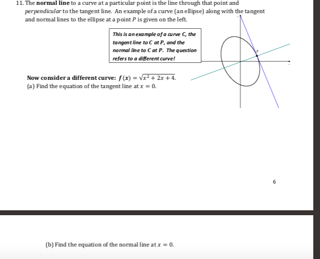 Solved 11. The normal line to a curve at a particular point | Chegg.com