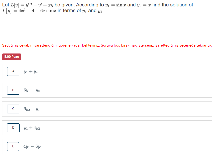 Solved Let L[y] = y?"_y' + xy be given. According to yı = | Chegg.com