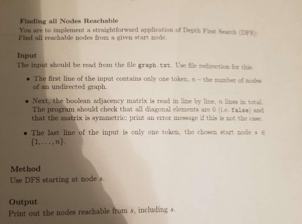 Solved Finding all Nodes Reachable You are to implement a | Chegg.com