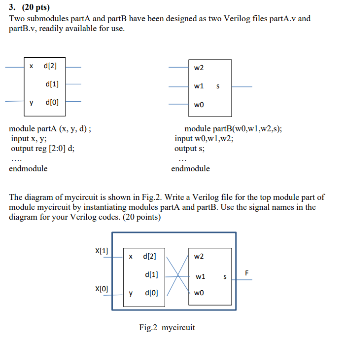 Solved 3. (20 pts) Two submodules partA and partB have been | Chegg.com