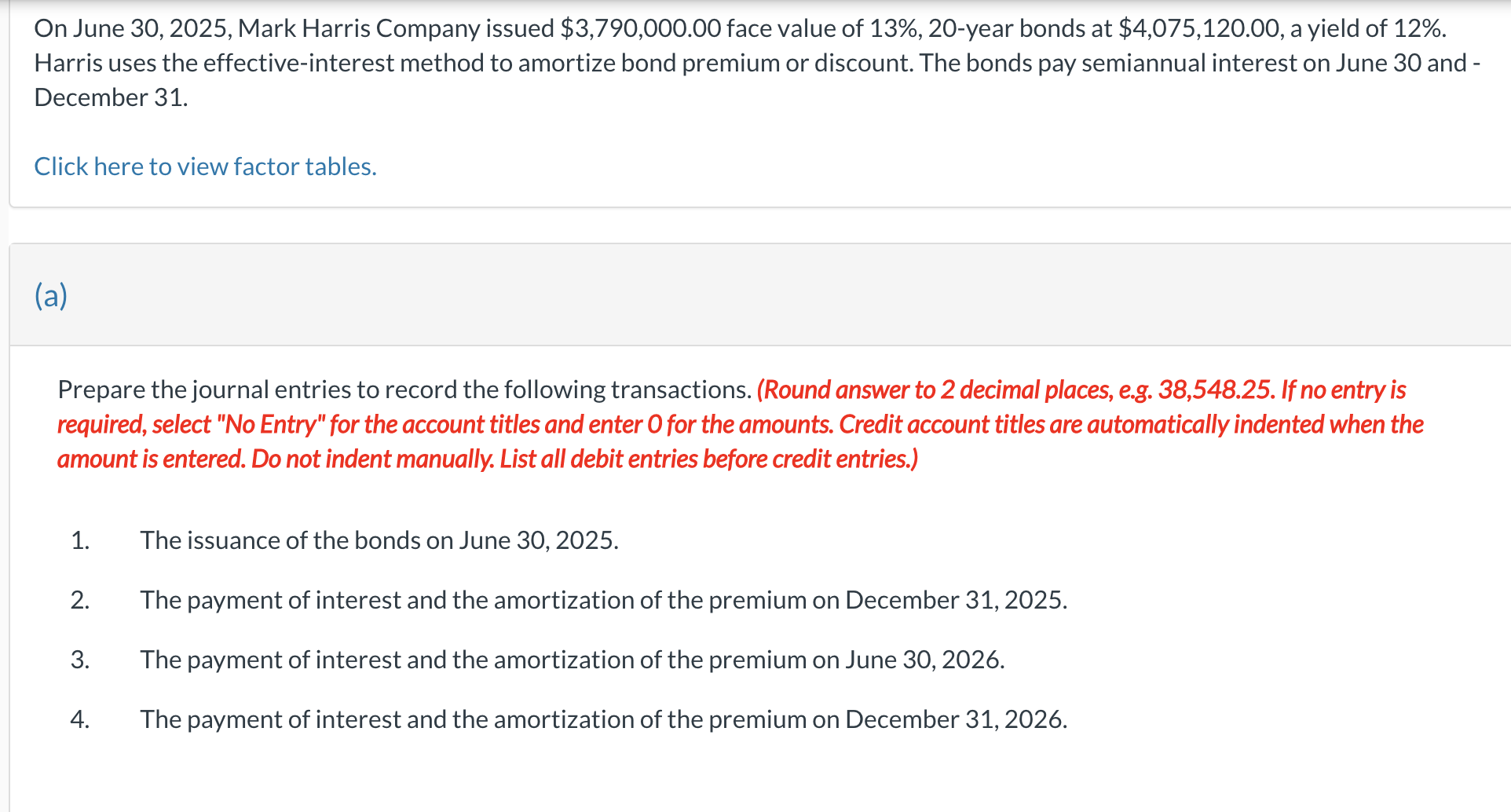 Solved On June 30,2025 , Mark Harris Company issued | Chegg.com