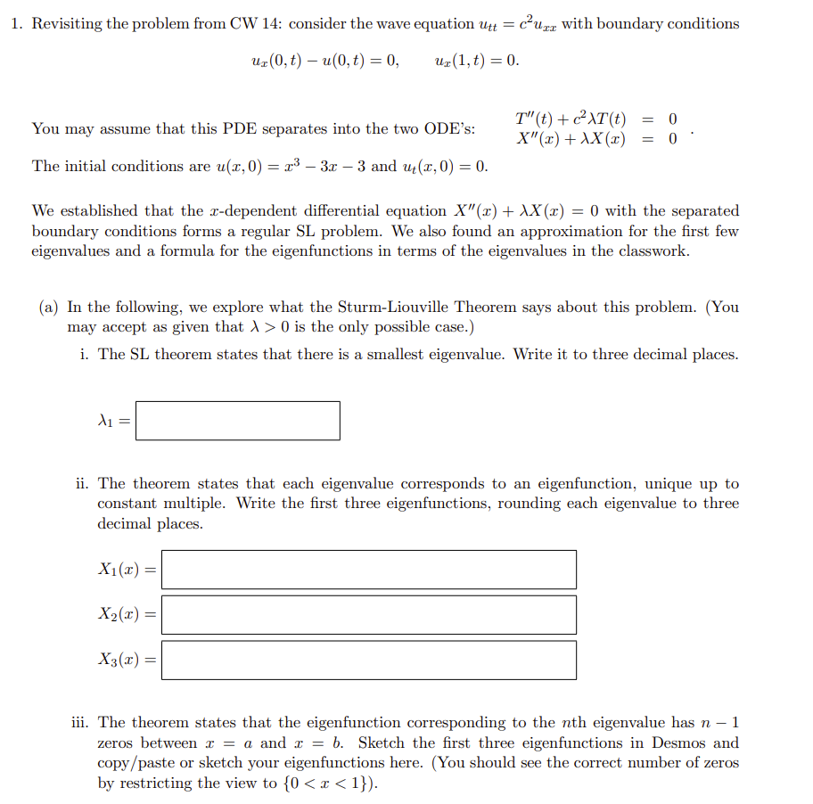 Solved Revisiting the problem from CW 14: consider the wave | Chegg.com
