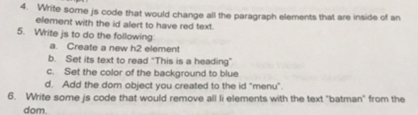 Solved write some js code that would change all the | Chegg.com