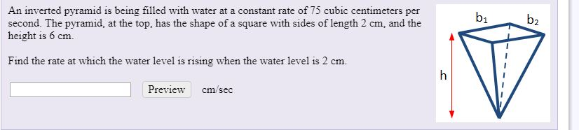 Solved An inverted pyramid is being filled with water at a | Chegg.com