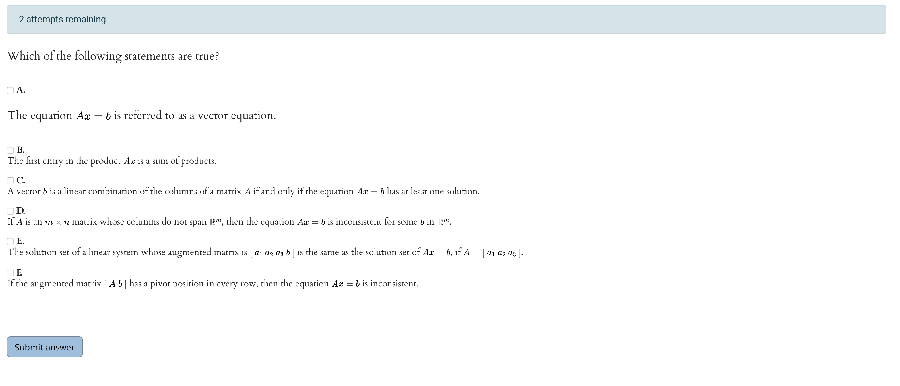 Solved Which of the following statements are true? A. The | Chegg.com