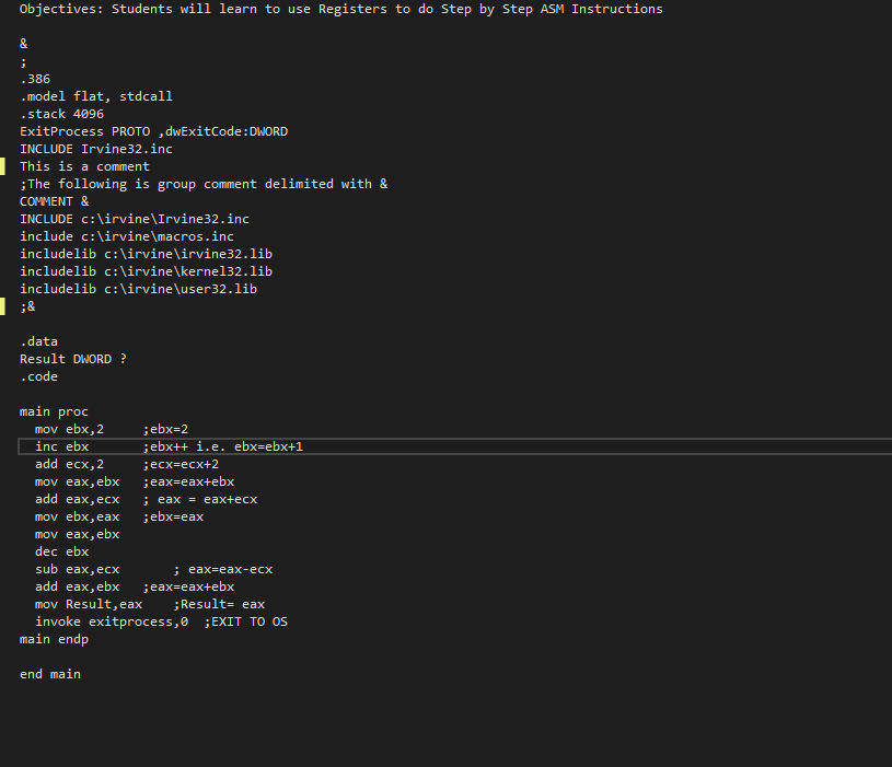 Solved Lab 1: Introduction to Microsoft Assembler (MASM), | Chegg.com