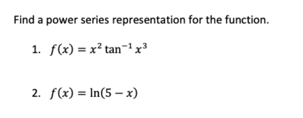 Solved Find a power series representation for the function. | Chegg.com