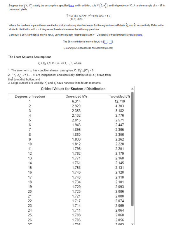 Solved Suppose that (Yi,xi) ﻿satisfy the assumptions | Chegg.com