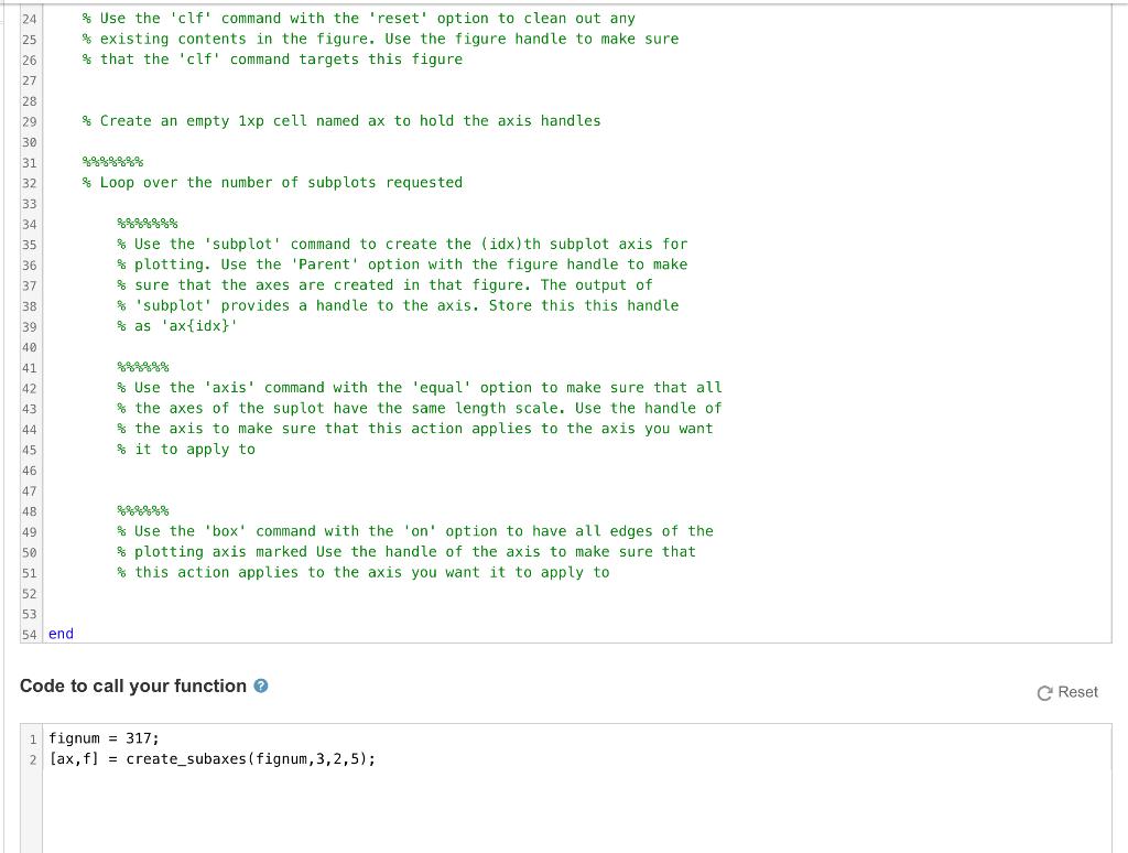 Solved Set up a figure and a set of subplot axes in which to | Chegg.com